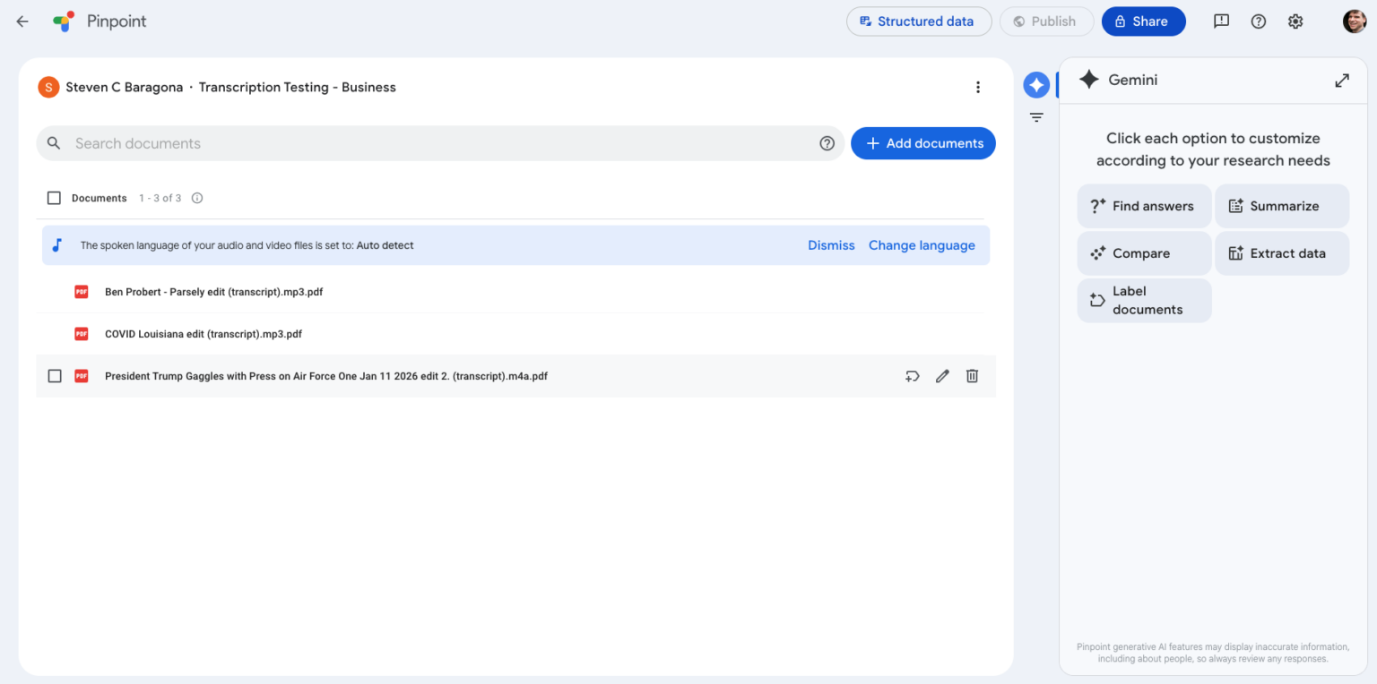 Google Pinpoint Review: Free Transcription for Journalists